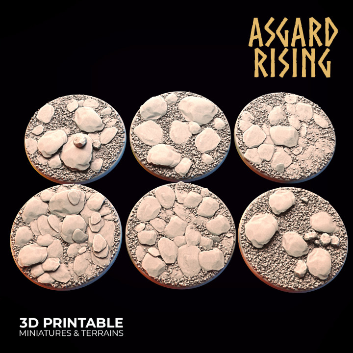 3D Printable TUNDRA THEME 6 x Round Bases 50mm - PRESUPPORTED by Asgard ...