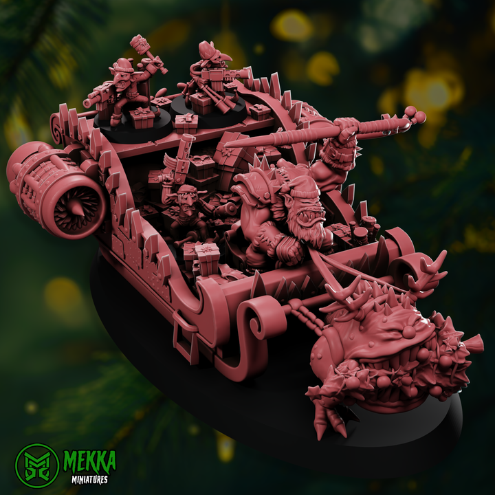 3D Printable Santa Orc and Sleigh by Mekka Miniatures