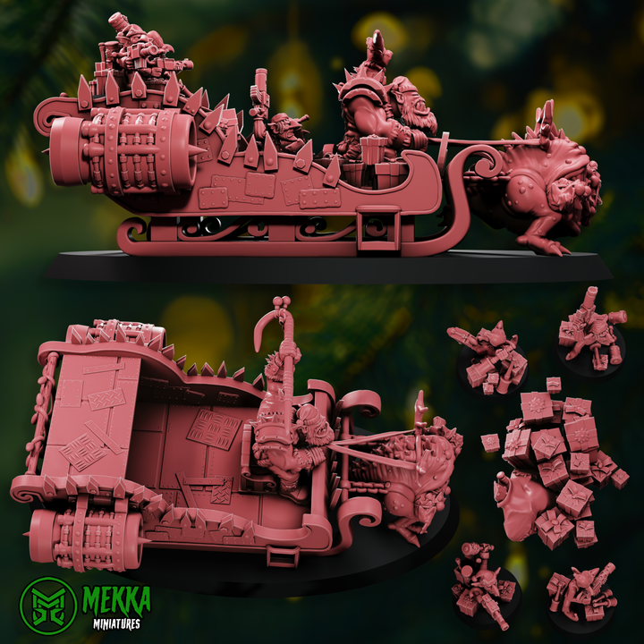 3D Printable Santa Orc and Sleigh by Mekka Miniatures