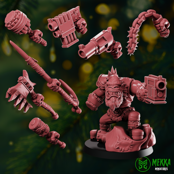 3D Printable Santa Orc and Sleigh by Mekka Miniatures