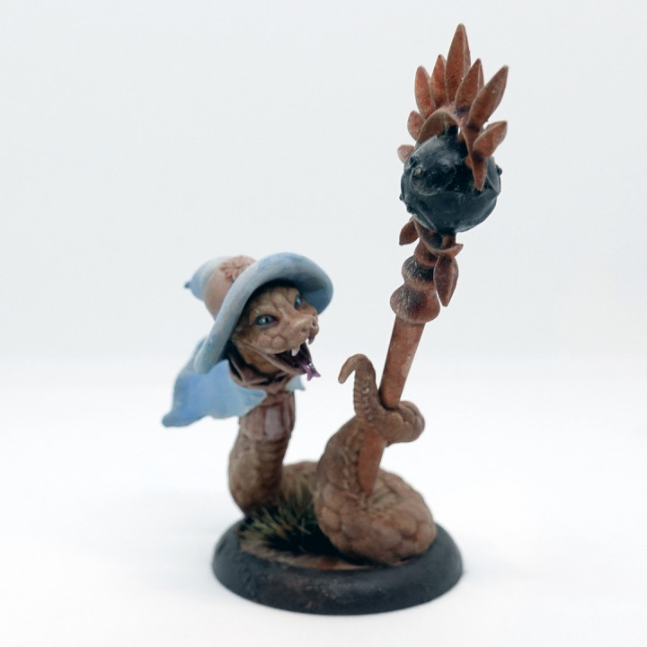 3D Print of (Pre-supported) Snake Folk Wizard RP Combat by chroniclecards
