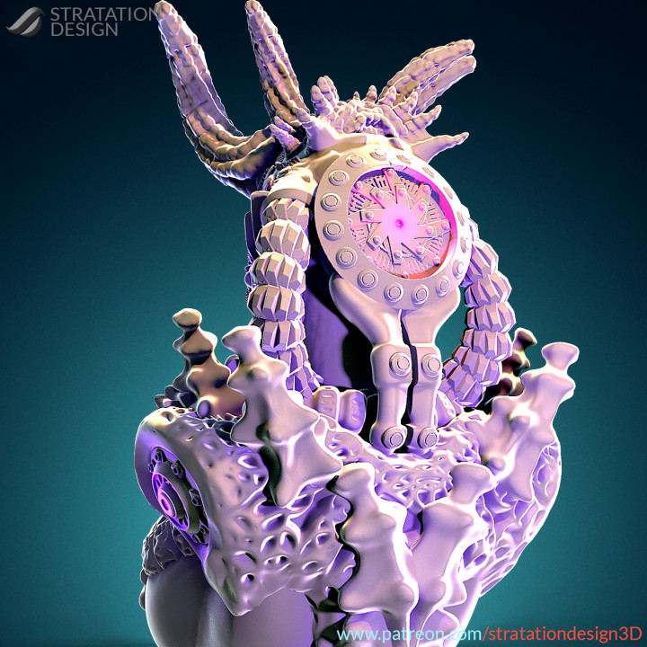 3D Printable Felyra, the Succubus Cyborg bust by Stratation Design