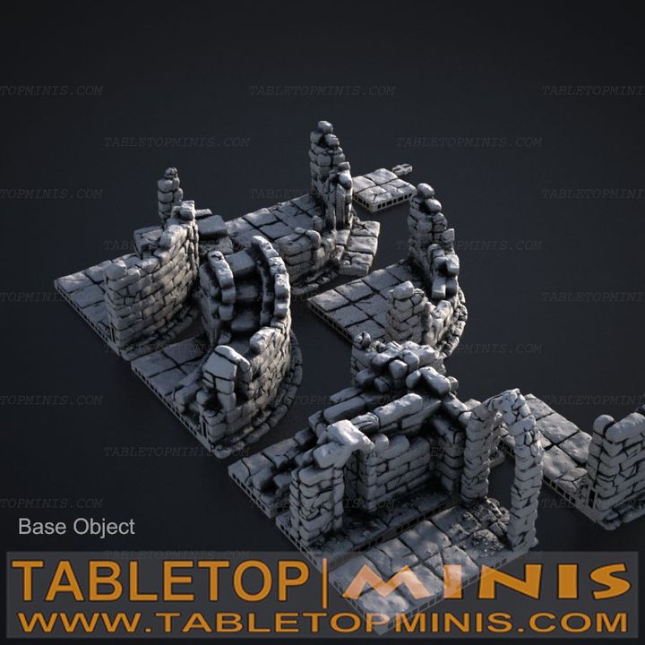 3D Printable Stone Tower Ruins by TableTopMinis