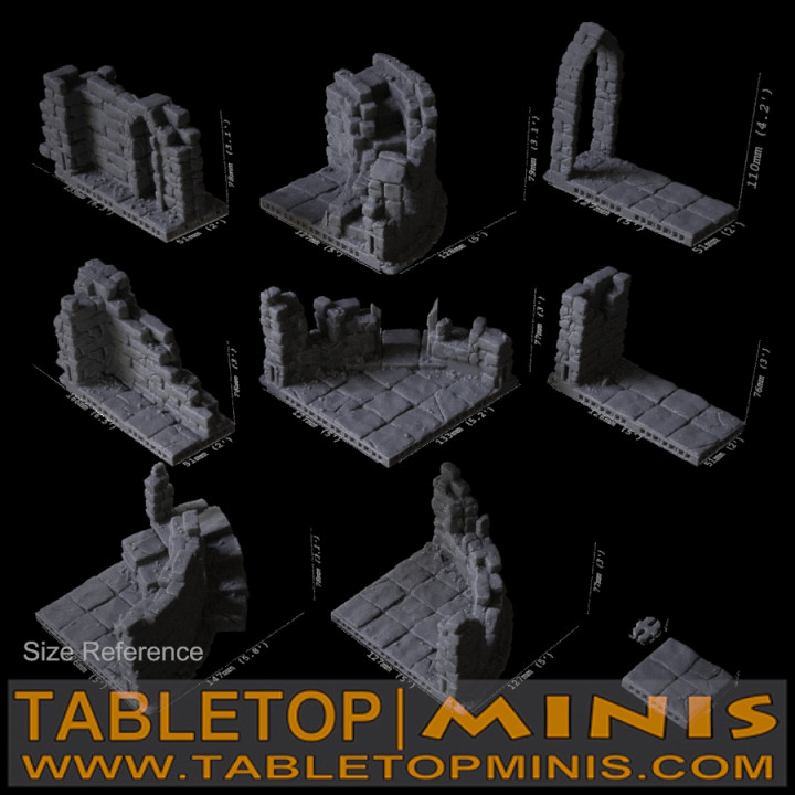 3D Printable Stone Tower Ruins by TableTopMinis
