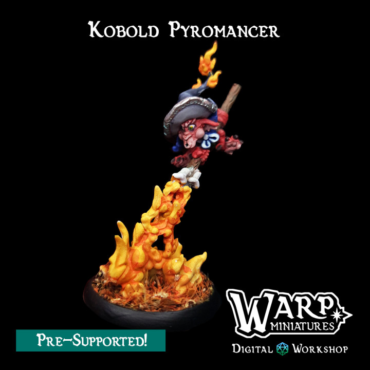 3D Printable Kobold Pyromancer by Warp Miniatures