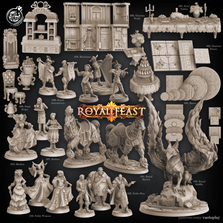 3D Printable Royal Feast (Pre-Supported) (Set) by Cast n Play