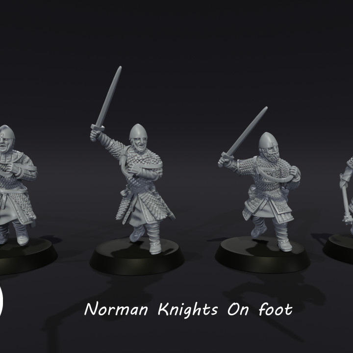 3D Printable Norman Knights on Foot 1 by Medbury Miniatures