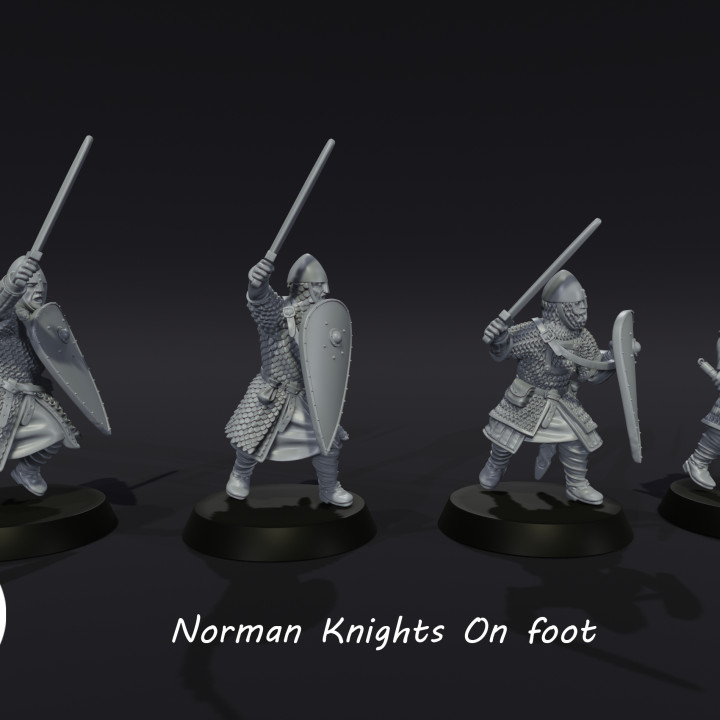 3D Printable Norman Knights on Foot 1 by Medbury Miniatures
