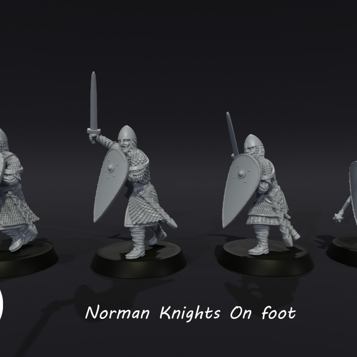 3D Printable Norman Knights on Foot 1 by Medbury Miniatures