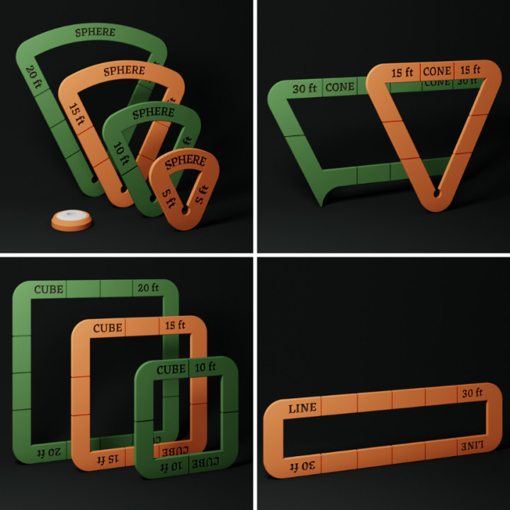 3D Printable Spell Templates for Dungeons and Dragons (D&D) by Arctanis ...