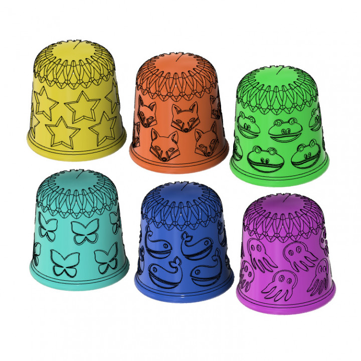 3D Printable Thimble - rainbow set by Stanislav
