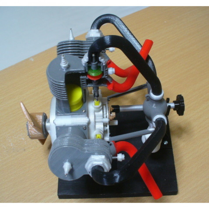 3D Printable Radial Engine, W3 type, 1909 by Motoo Kondo