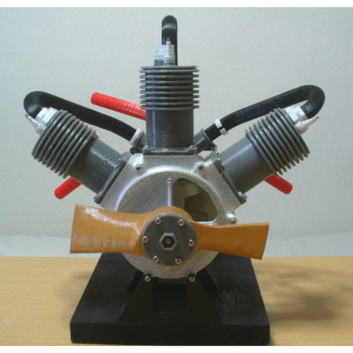 3D Printable Radial Engine, W3 type, 1909 by Motoo Kondo