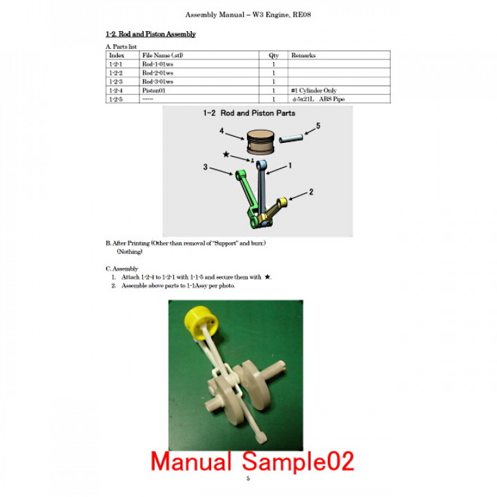 3D Printable Radial Engine, W3 type, 1909 by Motoo Kondo