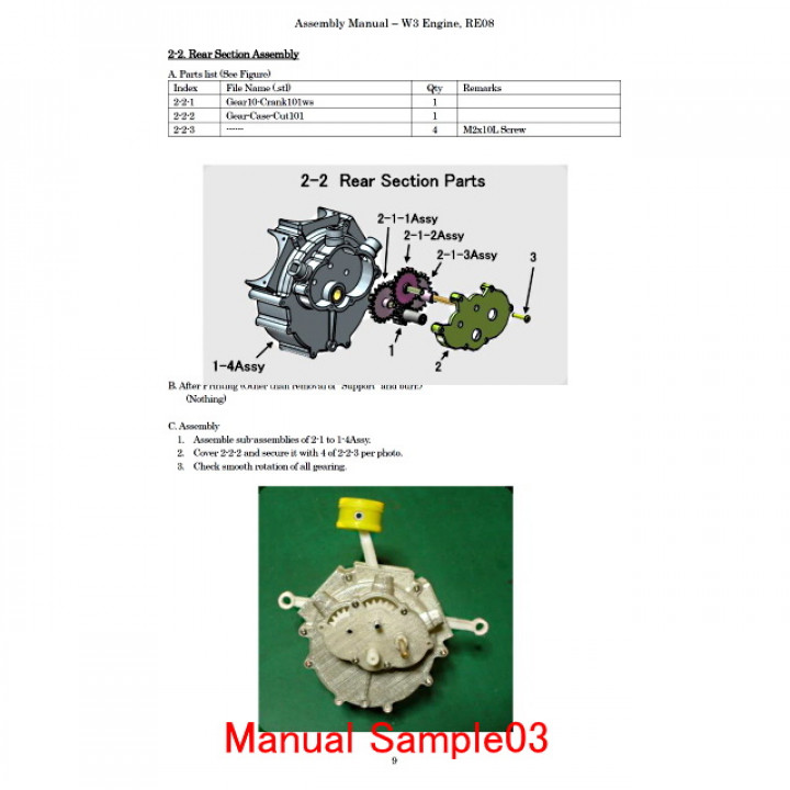 3D Printable Radial Engine, W3 type, 1909 by Motoo Kondo