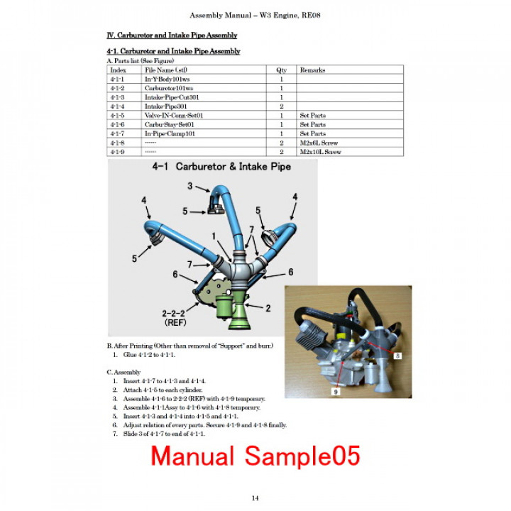 3D Printable Radial Engine, W3 type, 1909 by Motoo Kondo