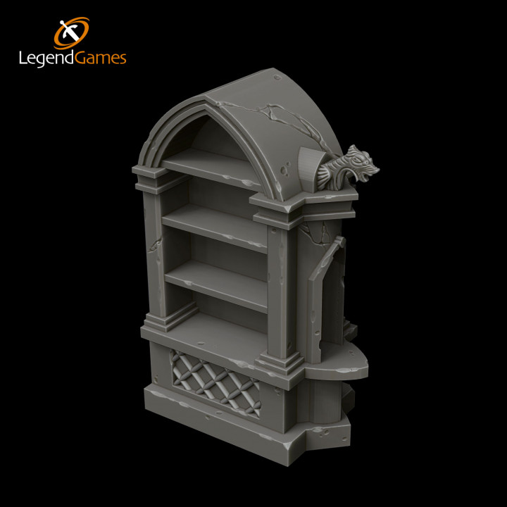 3D Printable LegendGames Wizards Library Empty Bookcase Set by Legend Games