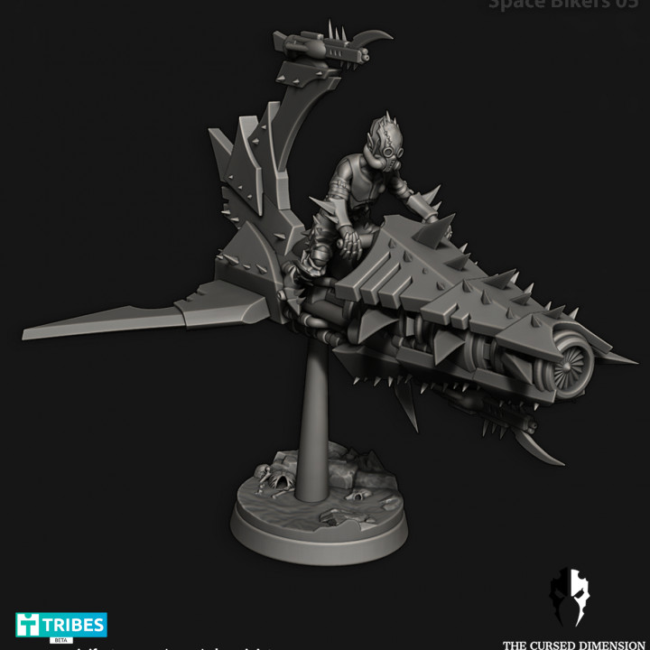 3D Printable Space Bikers - Cursed Elves by Edge Miniatures