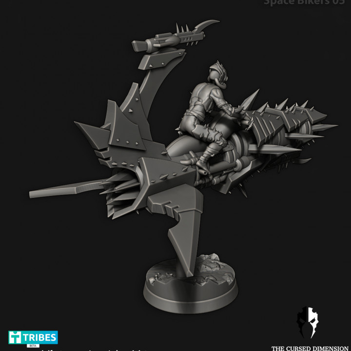 3D Printable Space Bikers - Cursed Elves by Edge Miniatures