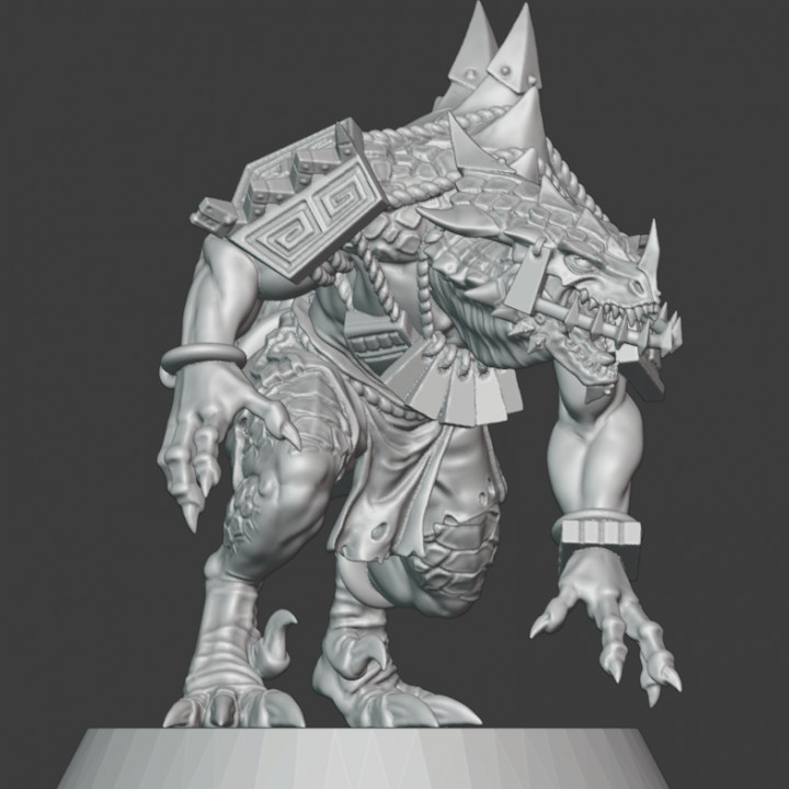 3D Printable FANTASY FOOTBALL LIZARD BLOCKER 1 by BruteFun Miniatures
