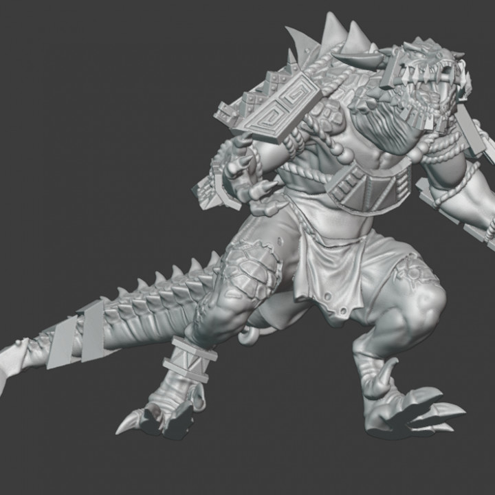 3D Printable FANTASY FOOTBALL LIZARD BLOCKER 2 by BruteFun Miniatures
