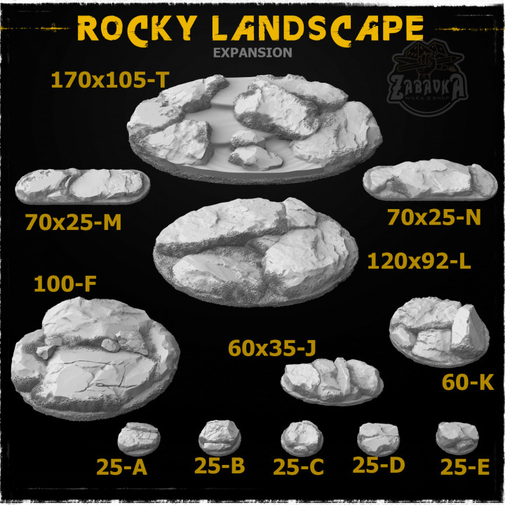 3D Printable Rocky Landscape Base Toppers by Zabavka Workshop