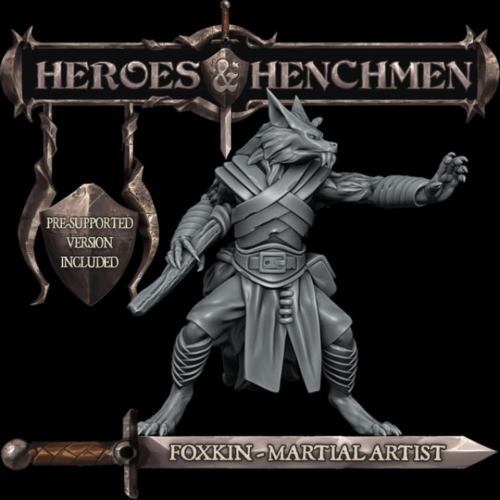 3D Printable Foxkin Marital Artist by RocketPigGames