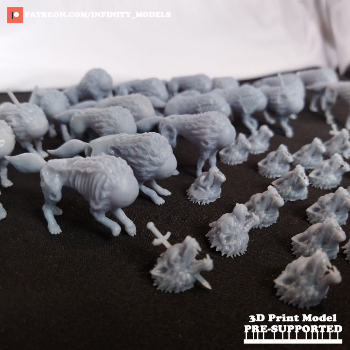 3D Printable Dire Wolves by InfinityModels