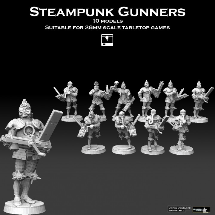 3D Printable Steampunk Gunners by Sharedog Miniatures