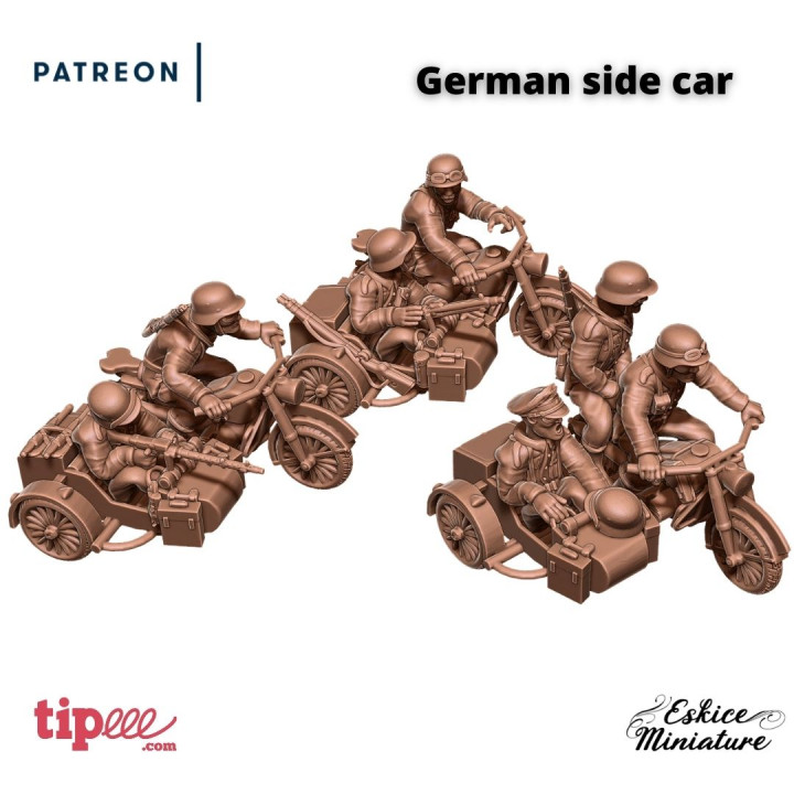 3D Printable German side car - 28mm for wargame by Eskice Miniature - Aron