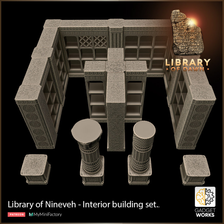 3D Printable Babylonian Library interior set - Library of Dawn by ...