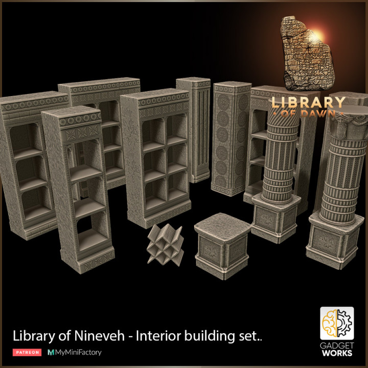 3D Printable Babylonian Library interior set - Library of Dawn by ...