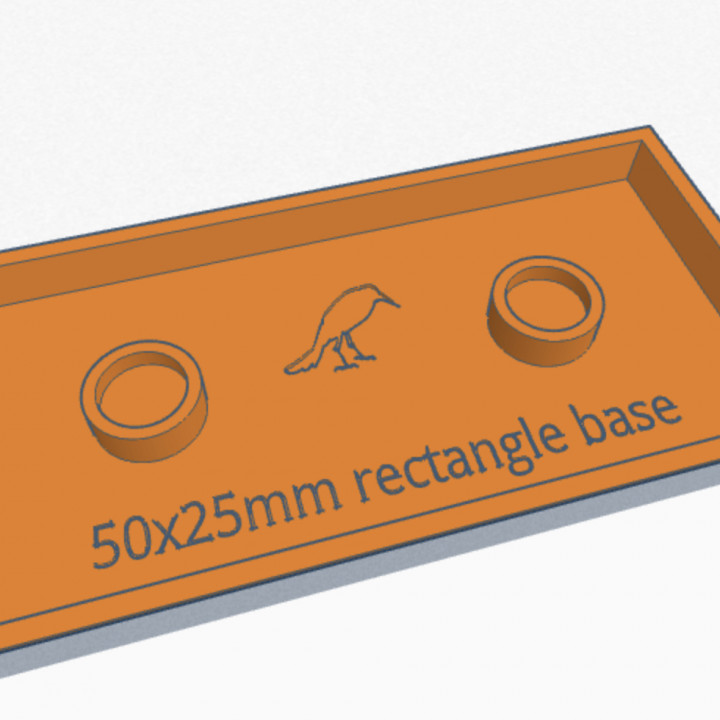 3D Printable 50x25mm rectangular base (Magnetic) by Raven Miniatures