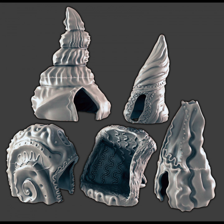 3D Printable Aquatic Shell Homes and Coral Tower [SUPPORT-FREE] by Evan ...