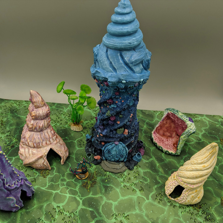 3D Printable Aquatic Shell Homes and Coral Tower [SUPPORT-FREE] by Evan ...