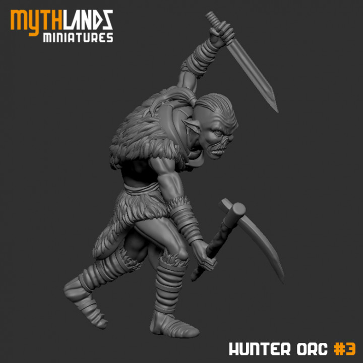 3D Printable HUNTER ORCS SET #1 by Mythlands Miniatures
