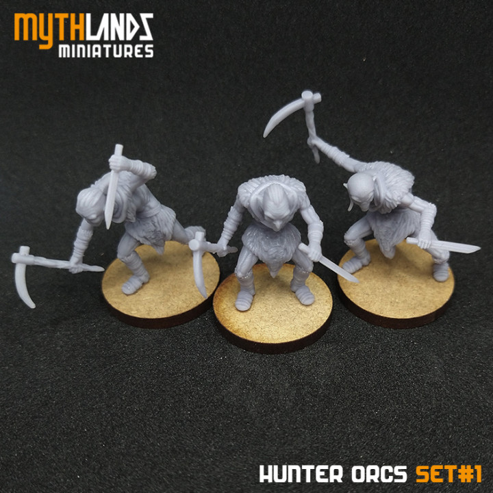 3D Printable HUNTER ORCS SET #1 by Mythlands Miniatures