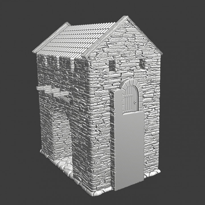 3D Printable Small gate with roof by Northern Crusades Miniatures