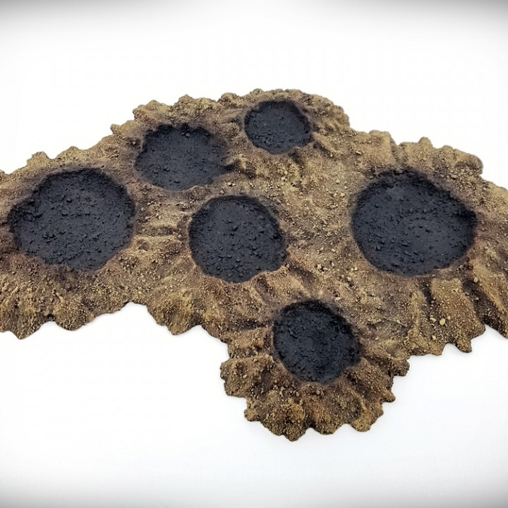 3D Printable Multi Crater B: Blast Craters Terrain Set by Terrainify