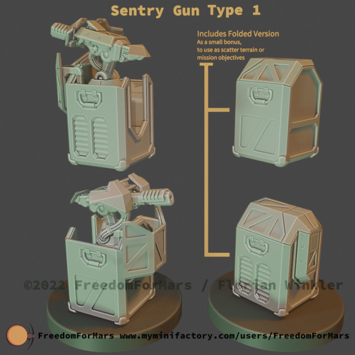 3D Printable Sentry Gun T1 by FreedomForMars / Florian Winkler