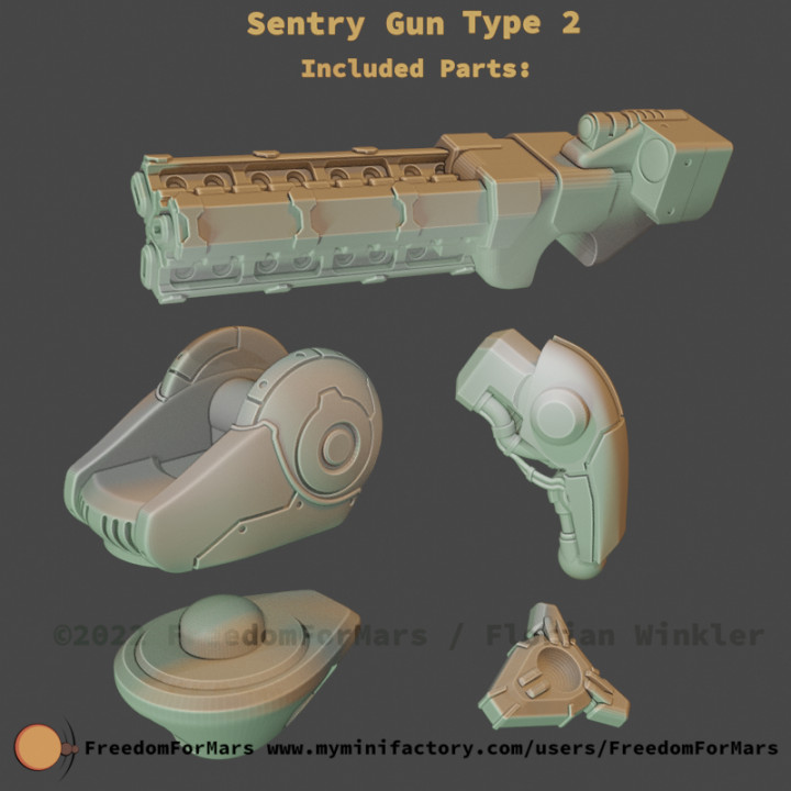 3D Printable Sentry Gun T2 by FreedomForMars / Florian Winkler