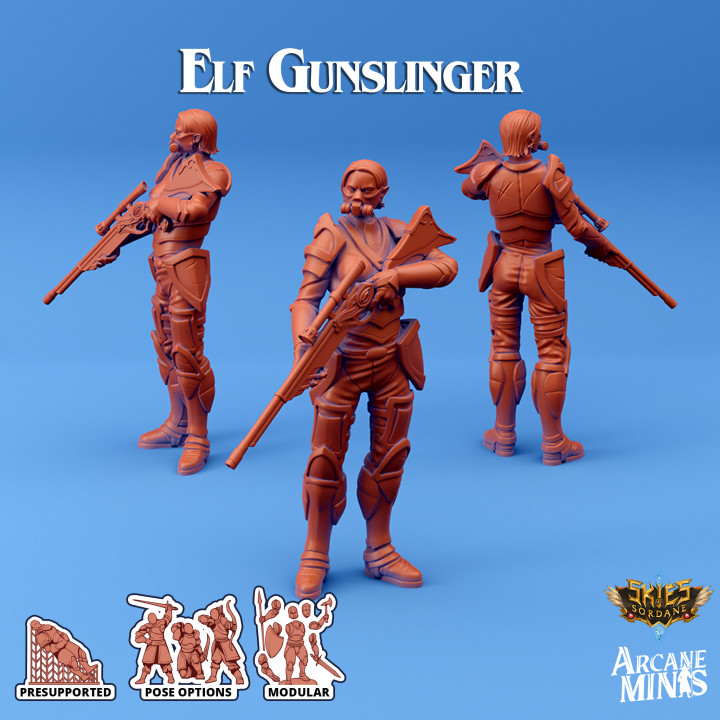 3D Printable Elf Gunslinger - Arrodan Syndicate by Sordane Publishing