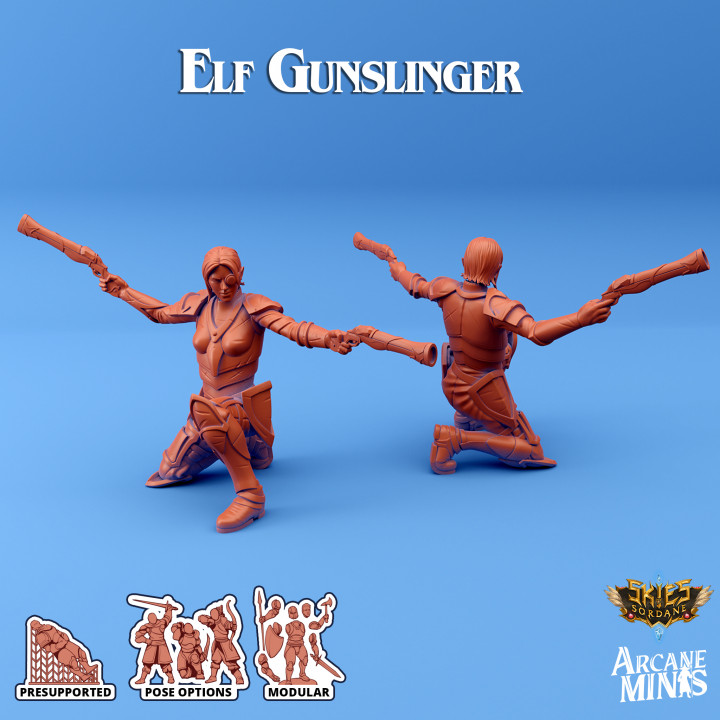 3D Printable Elf Gunslinger - Arrodan Syndicate by Sordane Publishing