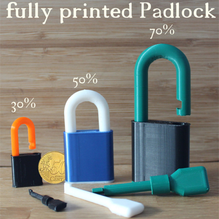 3D Printable simple Padlock (100% printed) by Sam