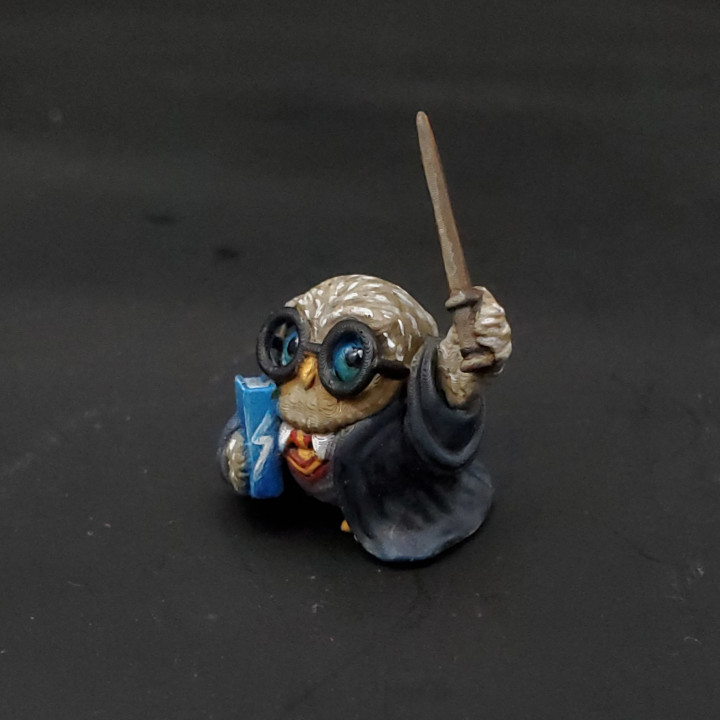 3D Print of Young Owlkin Wizard Miniature - Pre-Supported by Dorkasorus
