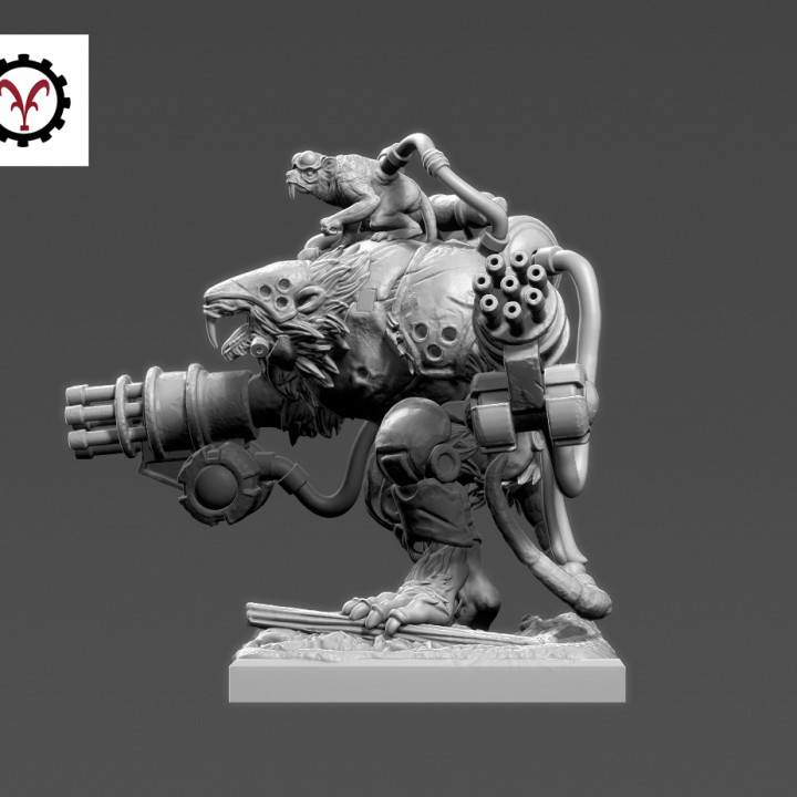3D Printable OGRE RAT WITH RATTLING GUN by vinciminiatures