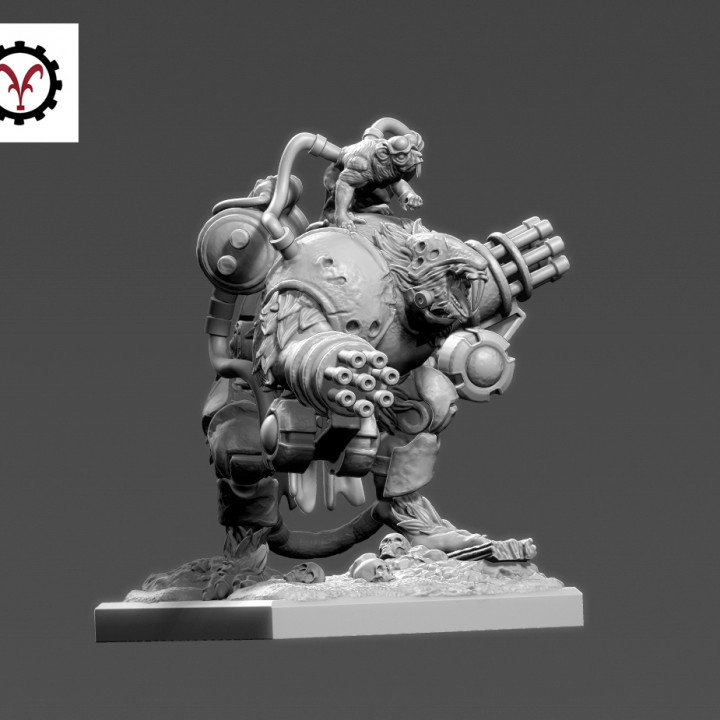3D Printable OGRE RAT WITH RATTLING GUN by vinciminiatures