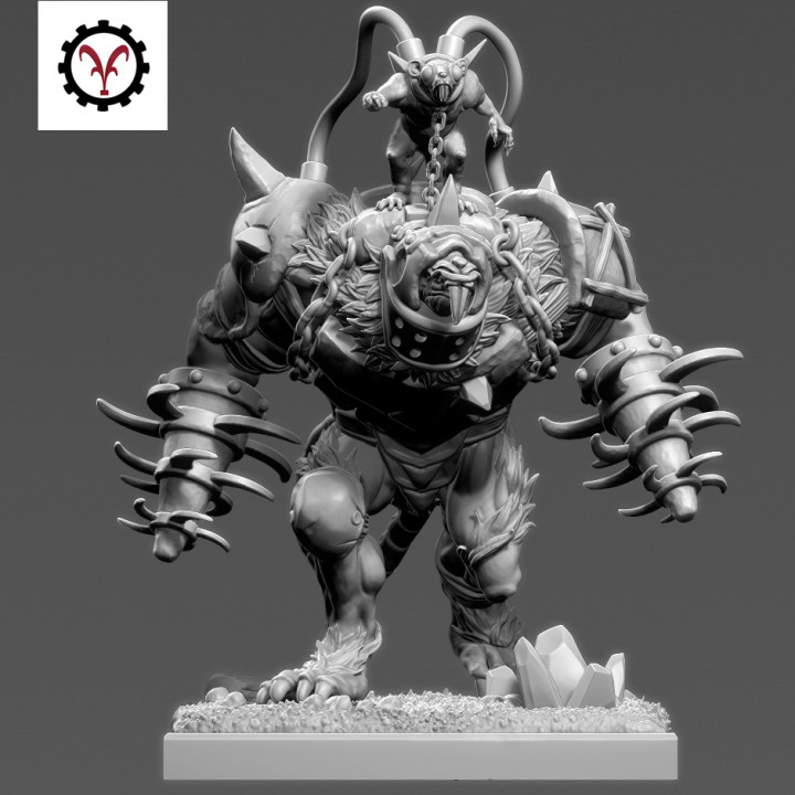 3D Printable OGRE RAT WITH GRINDERFISTS by vinciminiatures