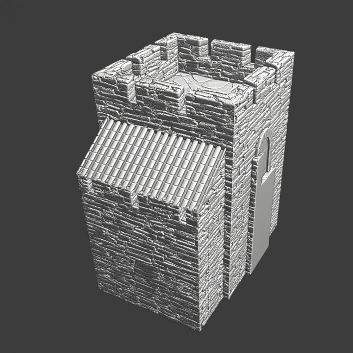 3D Printable Small tower with extra battlements - Modular castle system ...