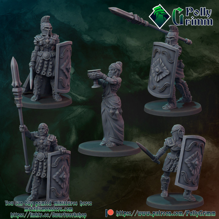 3D Printable Tabletop fantasy miniature. Nymphs set. Oread warrior by ...